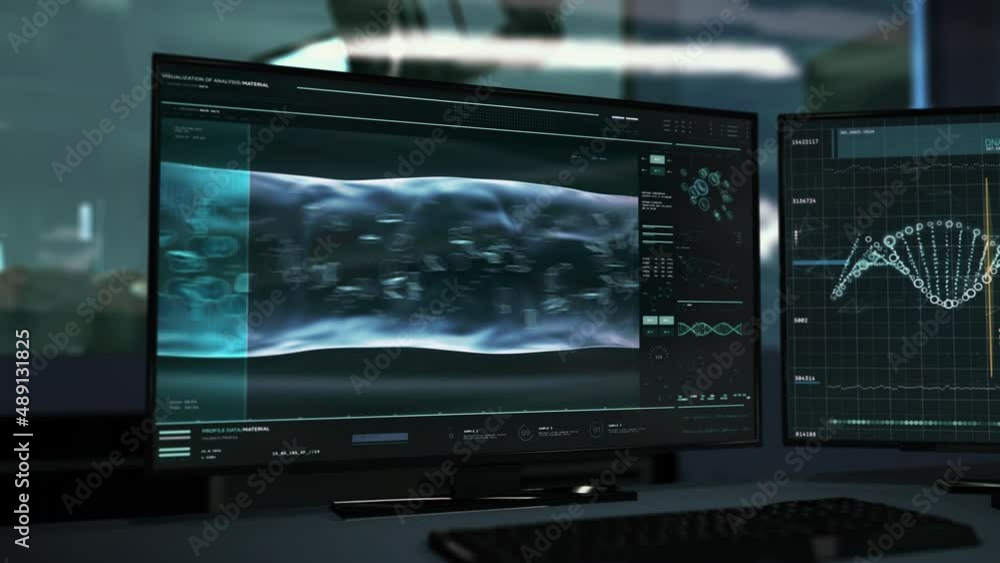 Microscopic scanner is examining the patients blood flow. The ...