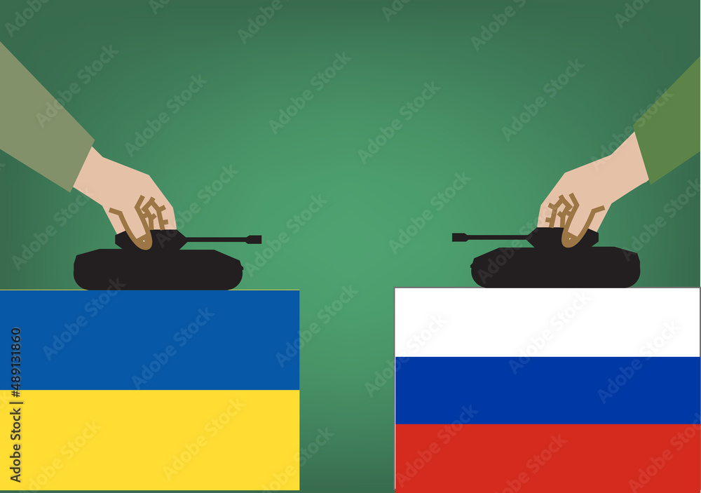 Ukraine and Russia Crisis Standoff concept. Editable Clip Art. Stock ...