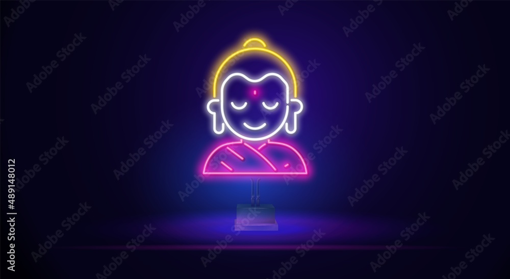A Neon Indian God With A Sacred Symbol Glowing On His Forehead Vector a-neon-indian-god-with-a-sacred-symbol-glowing-on-his-forehead-vector
