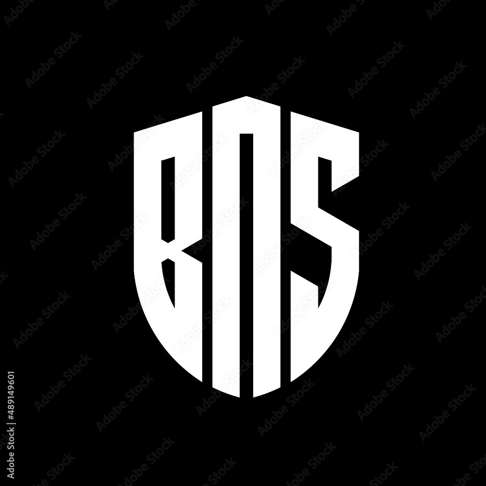 BNS letter logo design. BNS modern letter logo with black background ...