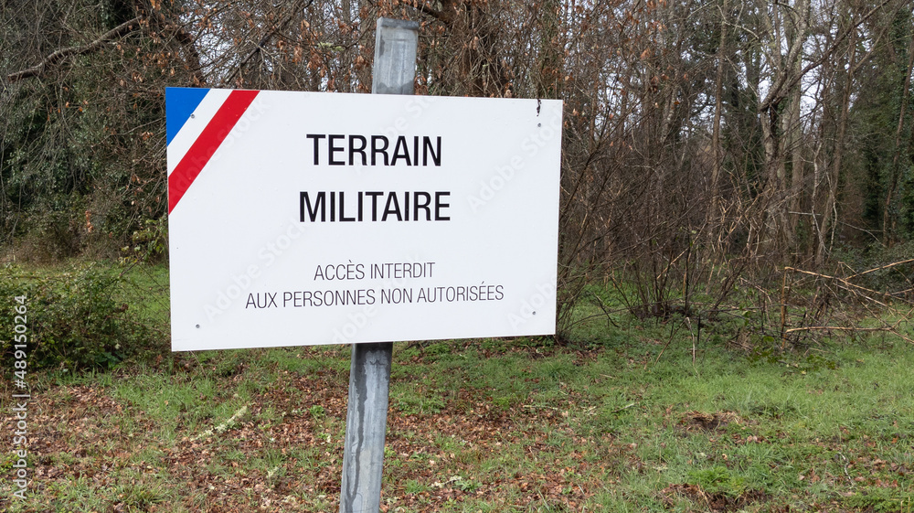 french terrain militaire board logo brand and france text sign means no ...