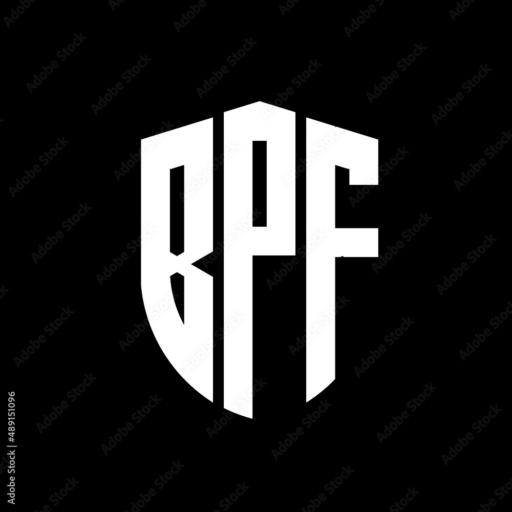 BPF letter logo design. BPF modern letter logo with black background ...
