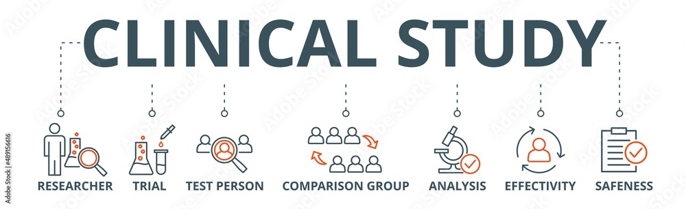 Clinical study banner web icon vector illustration concept for clinical ...