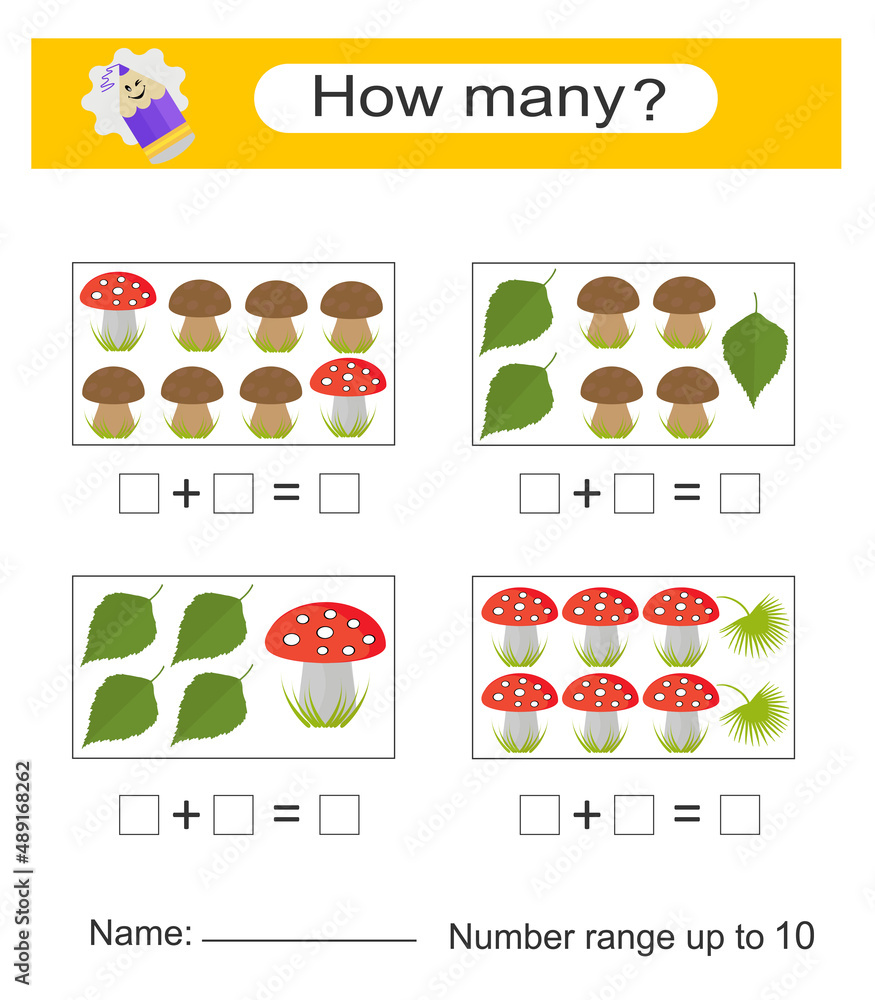 Math game for kids. Preschool worksheet activity. Printable worksheet ...