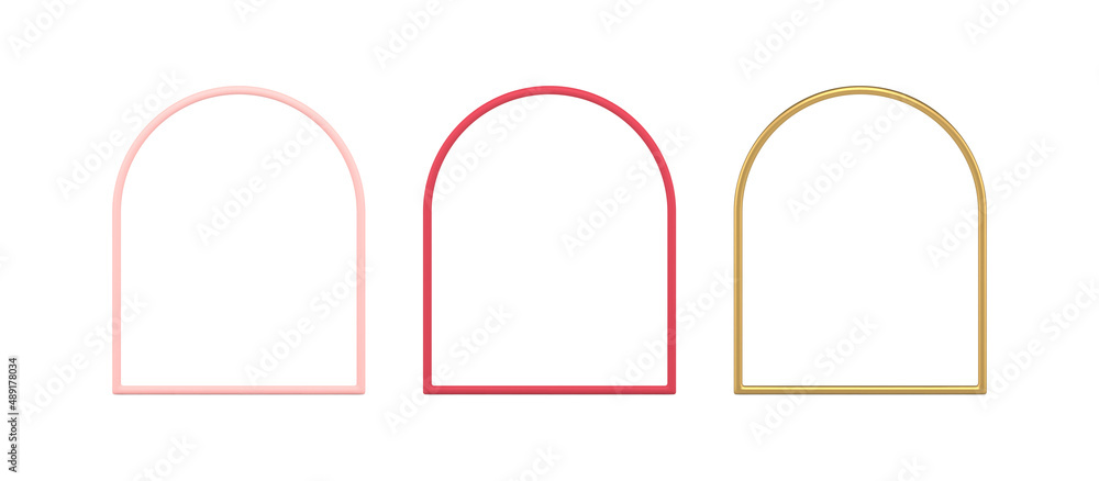 Collection realistic metallic glossy semi circle vertical arch ...