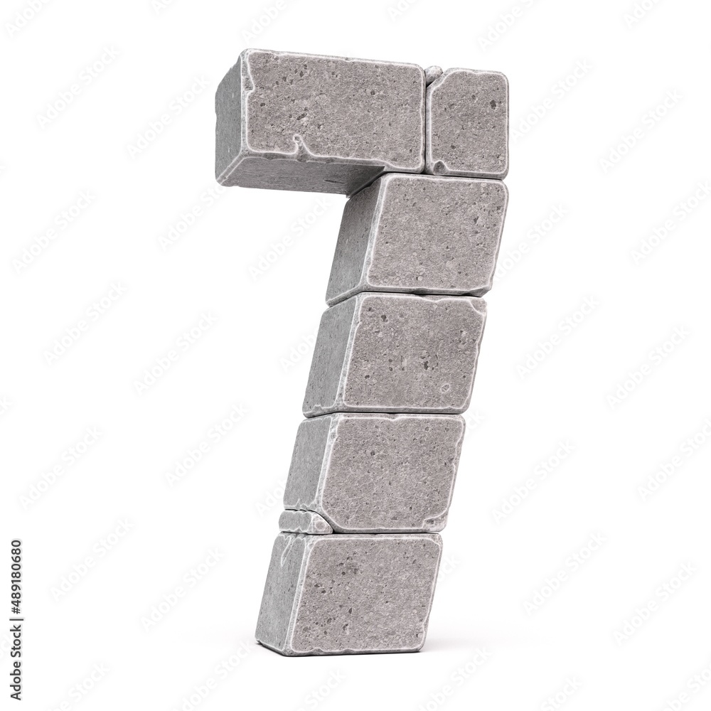 Stone font, letters made of stone blocks 3d rendering, number 7 Stock ...