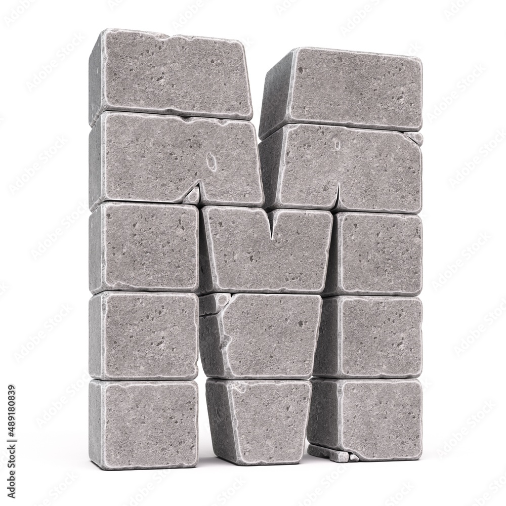 Stone font, letters made of stone blocks 3d rendering, letter M Stock ...