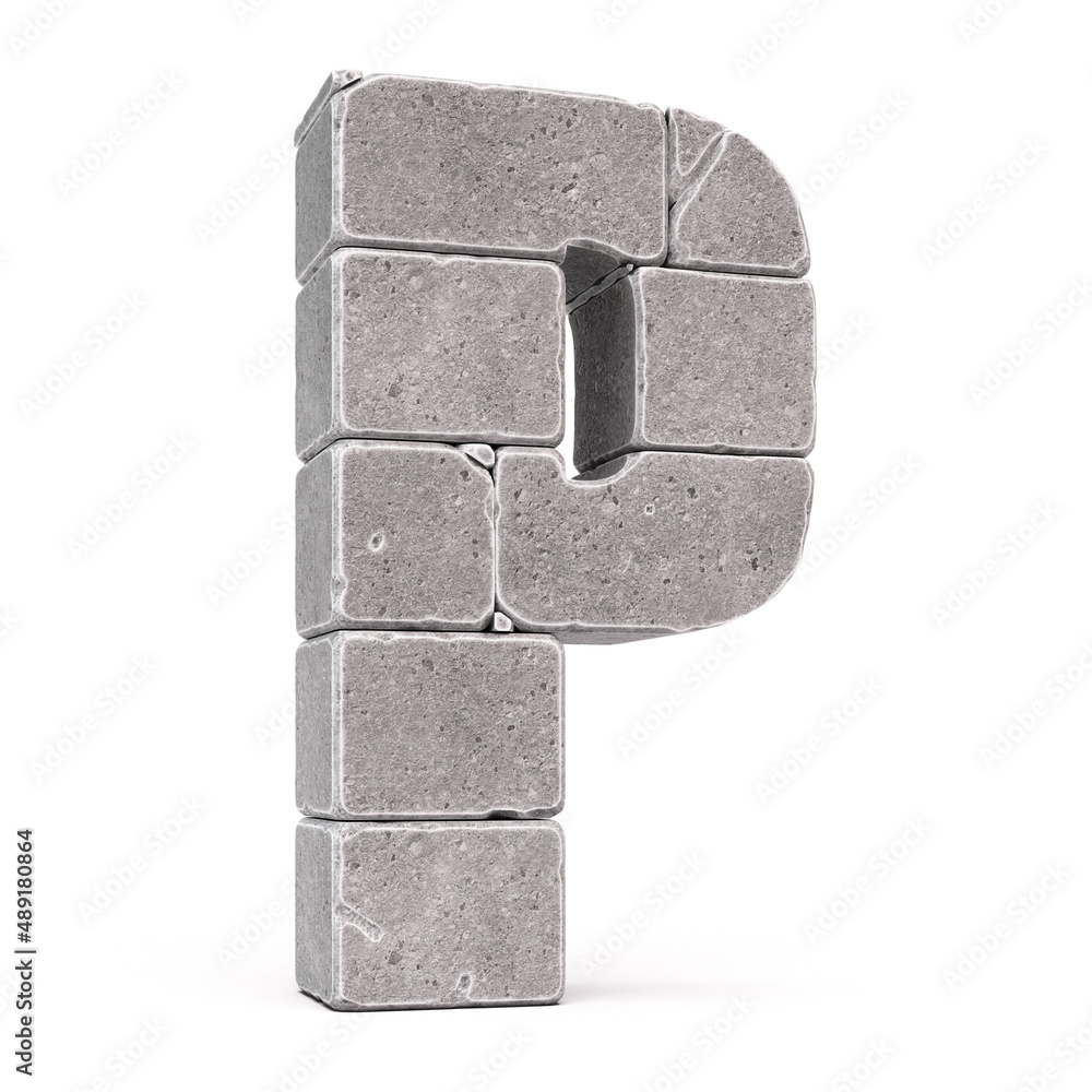 Stone font, letters made of stone blocks 3d rendering, letter P Stock ...