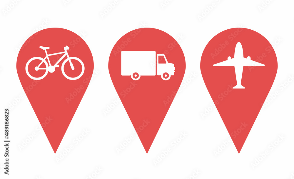 Pin icon for map location. Pointer, marker for gps, geo position and ...