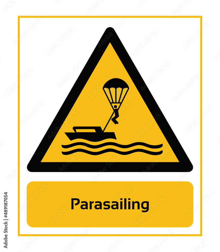 Parasailing. Warning Signs. ISO 7010 Sign. Signs of Danger And Alerts ...