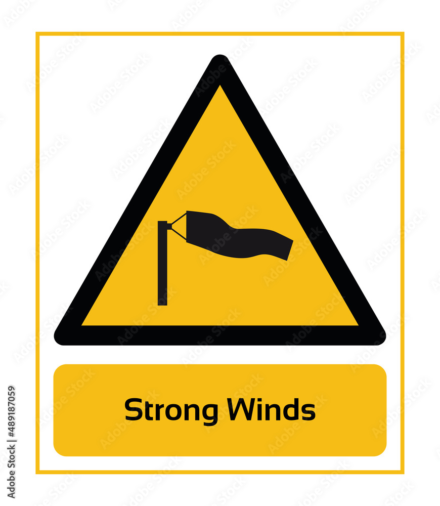 Strong Winds. Warning Signs. ISO 7010 Sign. Signs of Danger And Alerts ...