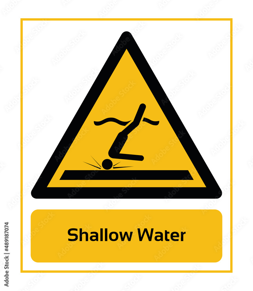 Shallow Water. Warning Signs. ISO 7010 Sign. Signs of Danger And Alerts ...