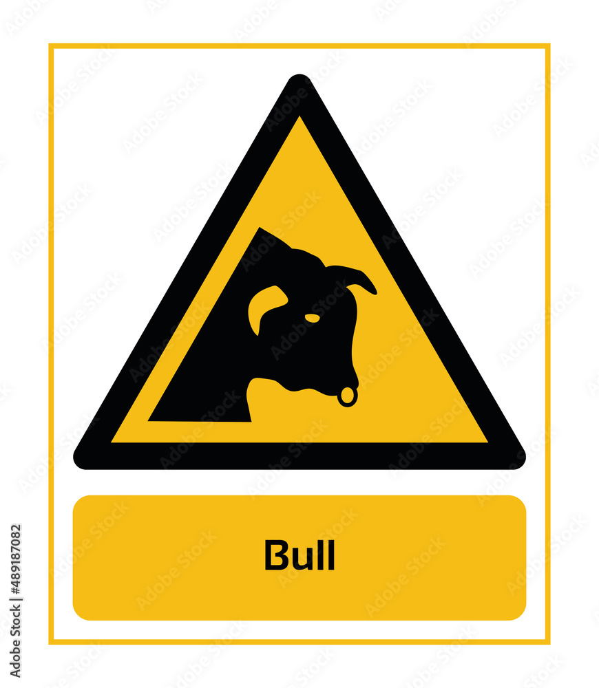 Bull. Warning Signs. ISO 7010 Sign. Signs of Danger And Alerts. Caution ...