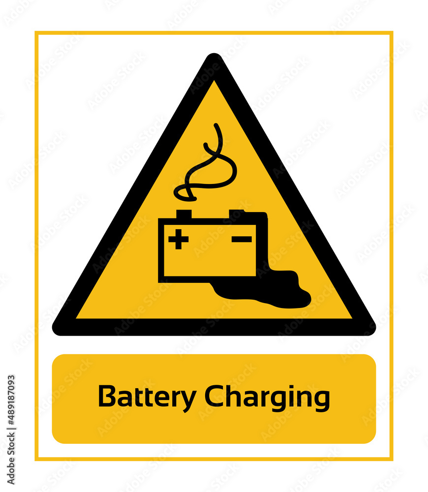 Battery Charging. Warning Signs. ISO 7010 Sign. Signs of Danger And ...