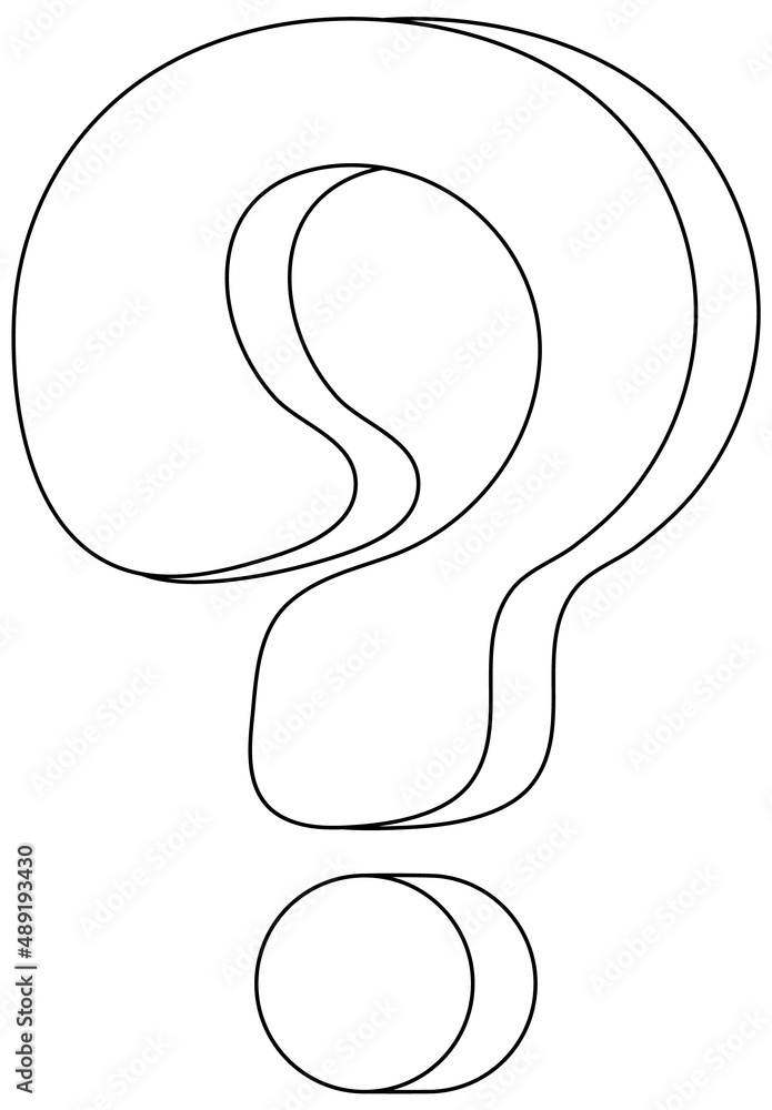 Vetor de Mathematics question mark symbol doodle outline for colouring ...