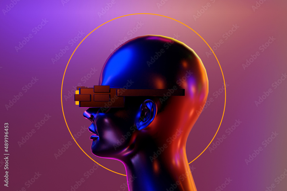 metaverse vr simulation gaming cyberpunk style, digital robot, 3d ...