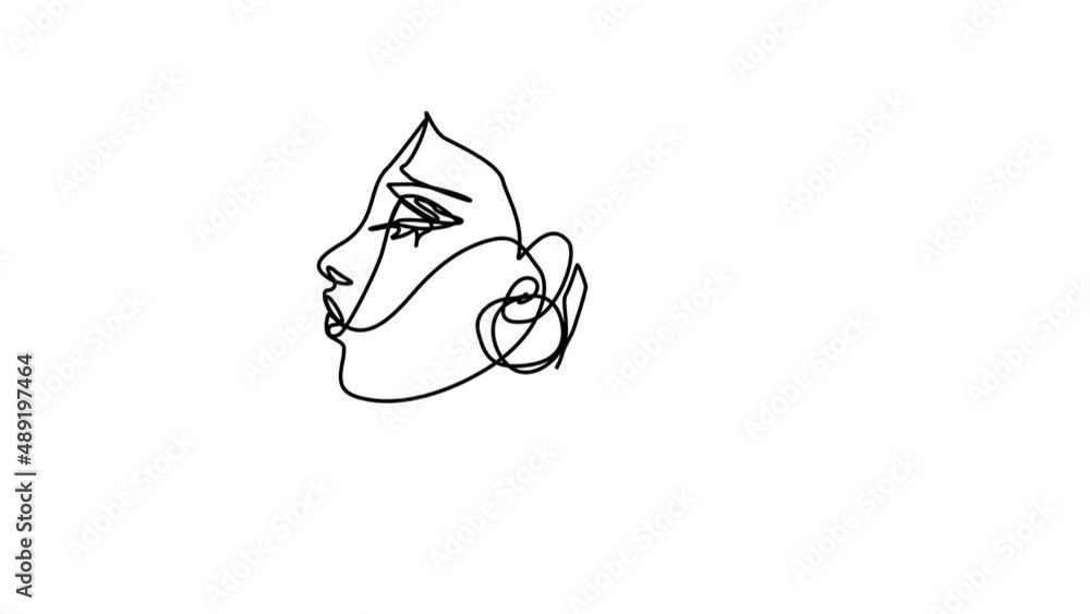 Continuous Line Drawing Abstract Woman Side View Vector Illustration