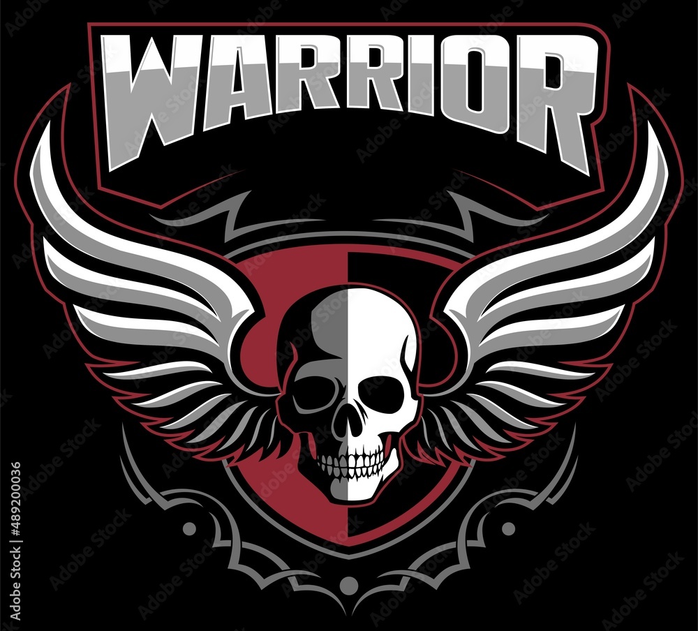 Vector winged human skull illustration. Skull logo design concept ...