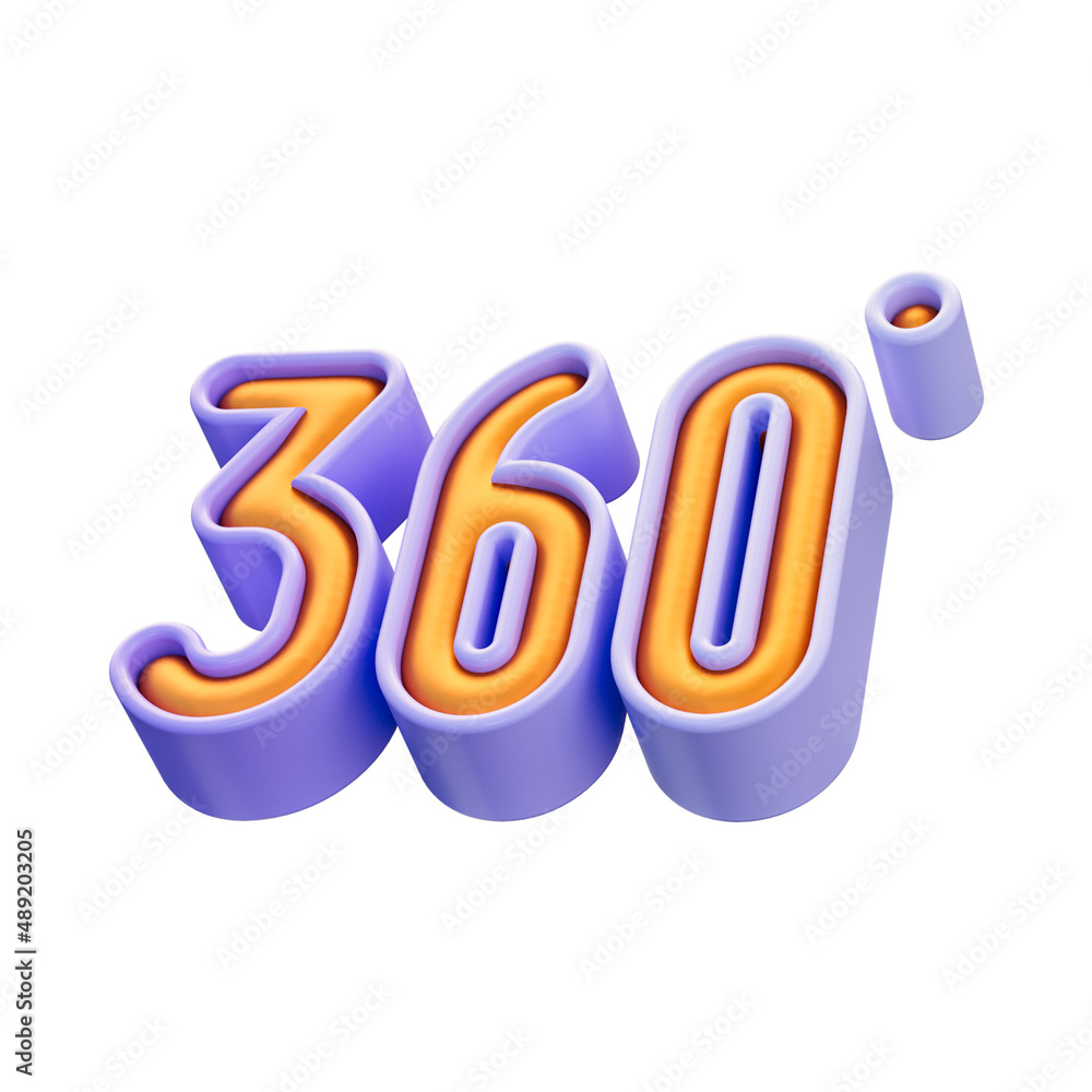 realistic glossy cartoon 360 degree icon 3d render for rotate angle and ...