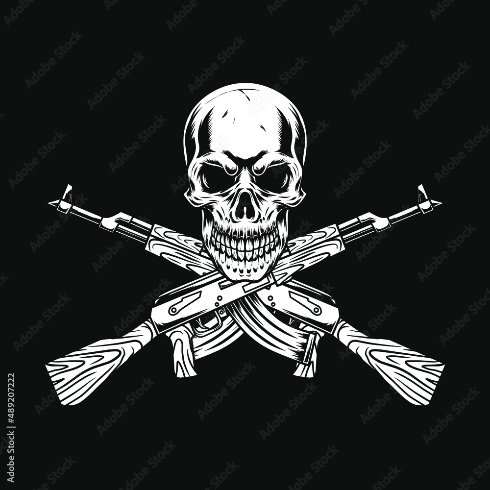 Skull and ak47 drawing vector Stock Vector | Adobe Stock