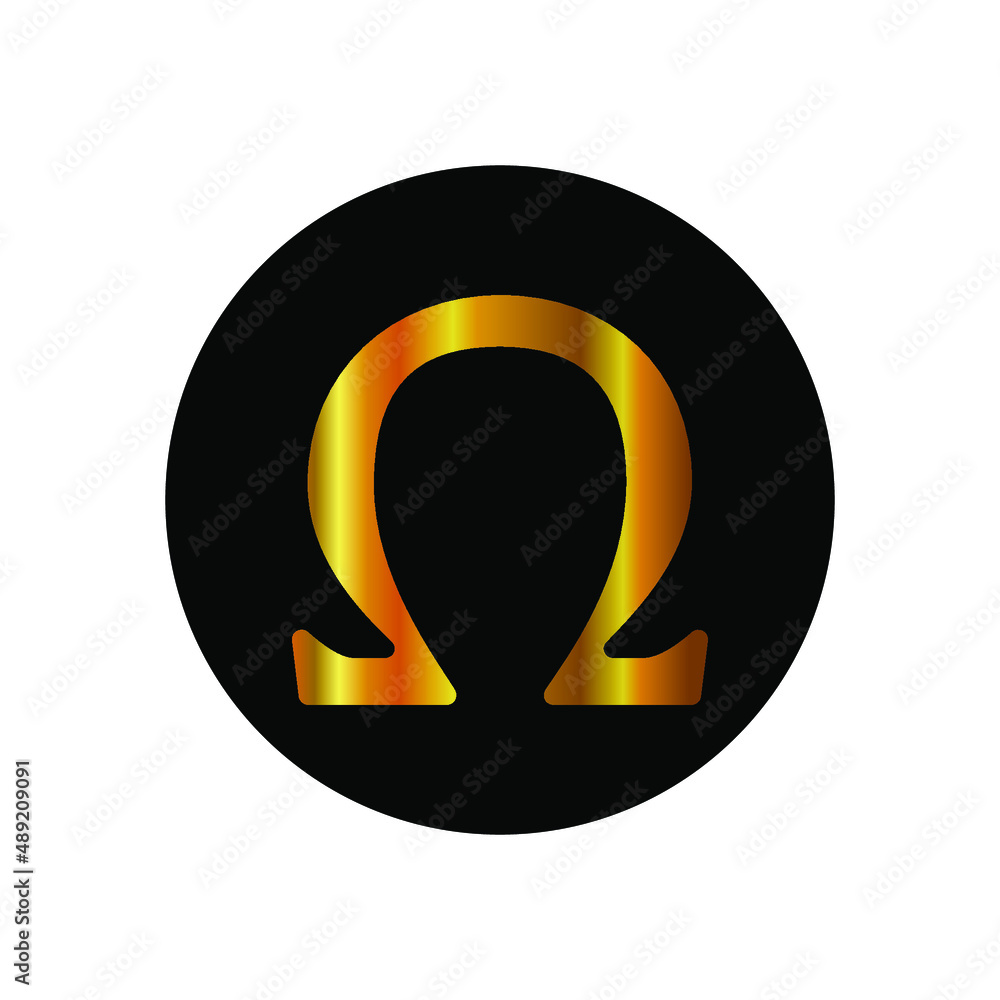 vector Icon : Icon gold colored omega icon, black background. can be ...