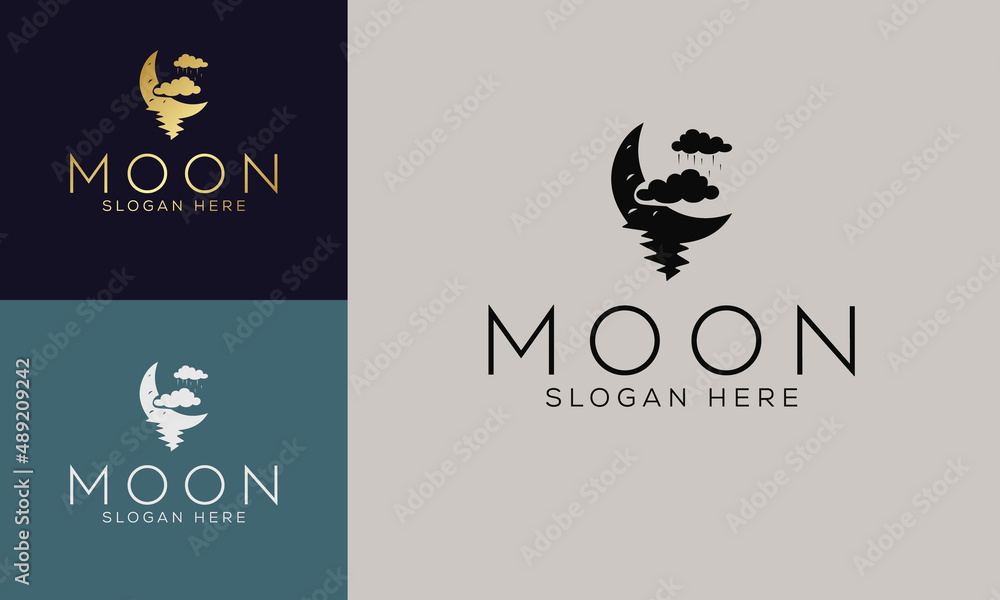 Set of simple moon line icons. Logo for dream, natural moon, mubarak ...