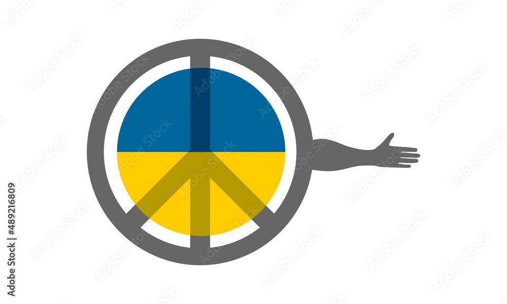 Symbol of Peace with human arm that ready to handshake with flag of ...