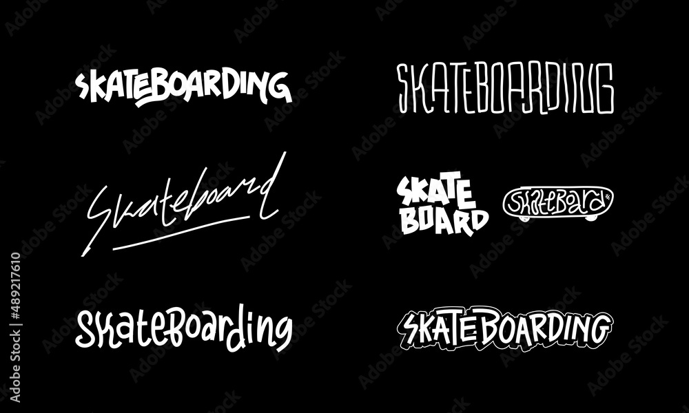 Set of skateboard handwritten, vector illustration Stock Vector | Adobe ...