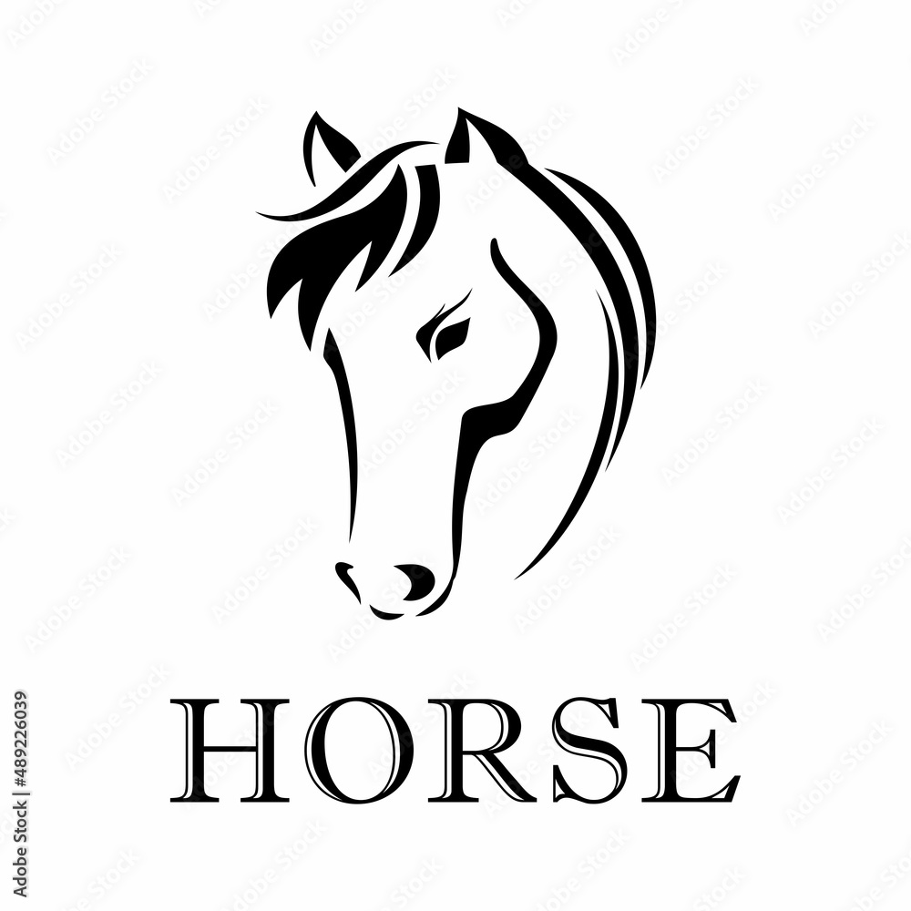 horse head vector illustration logo design Stock Vector | Adobe Stock