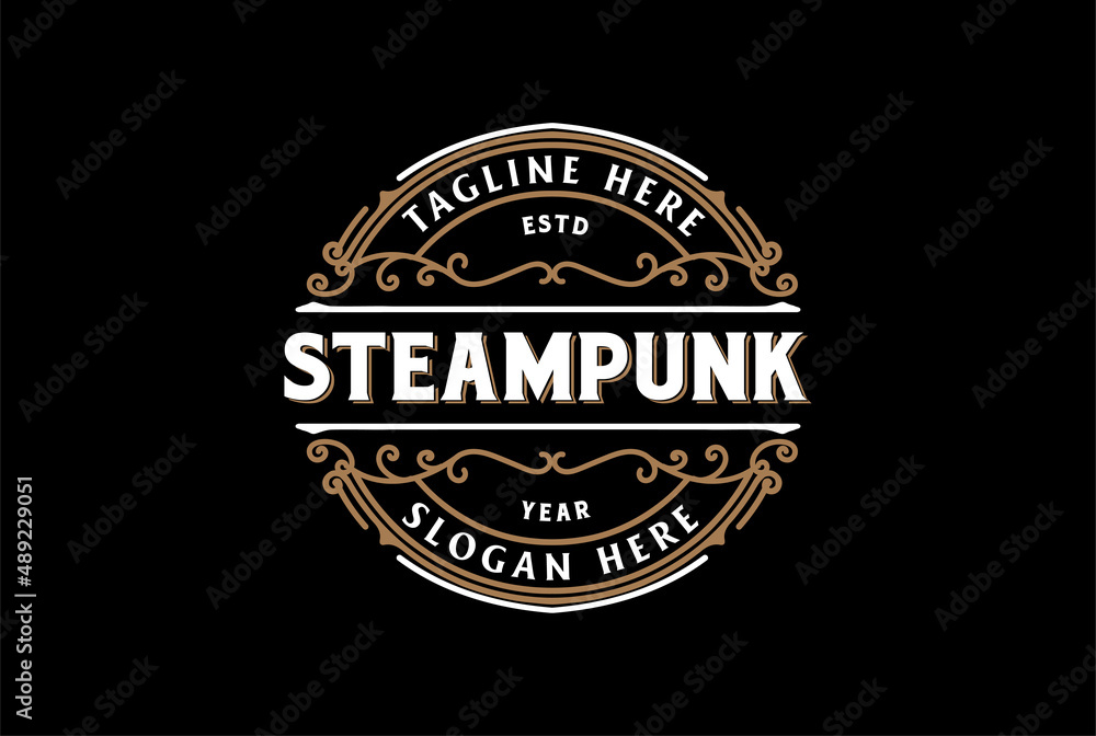 Retro Vintage Hipster Steampunk Badge Emblem Label Logo Design Vector ...