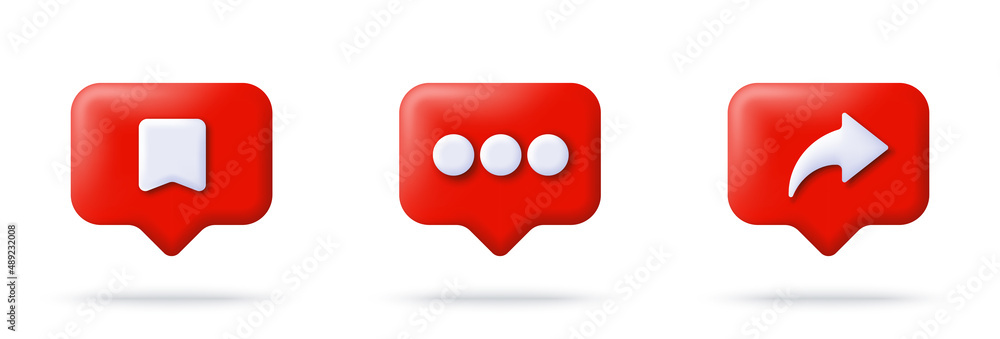 Social media icon. Share and save. 3D Web Vector Illustration. Stock ...