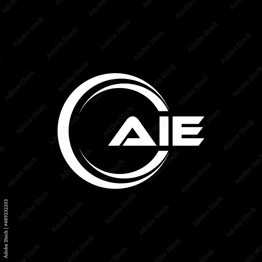 AIE letter logo design with black background in illustrator, cube logo ...