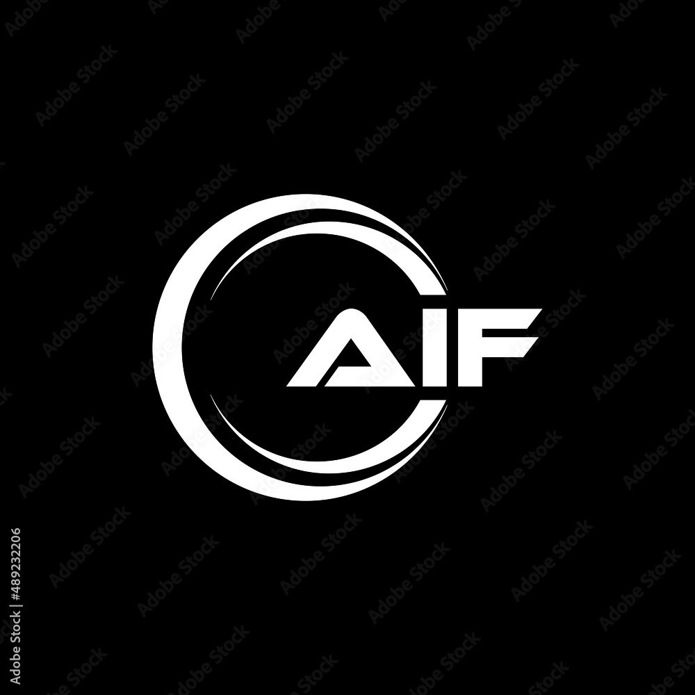 AIF letter logo design with black background in illustrator, cube logo ...