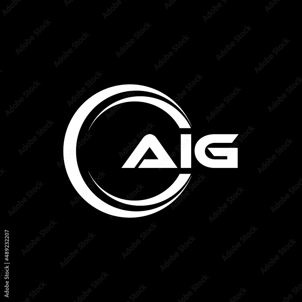 Vetor do Stock: AIG letter logo design with black background in ...
