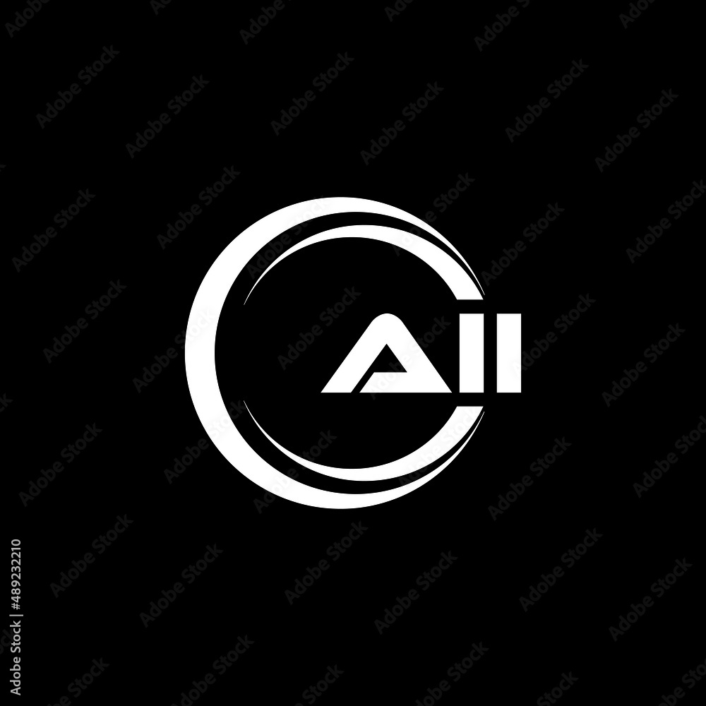 AII letter logo design with black background in illustrator, cube logo ...