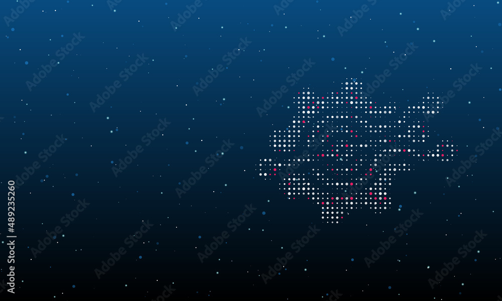 On the right is the digital tech symbol filled with white dots ...