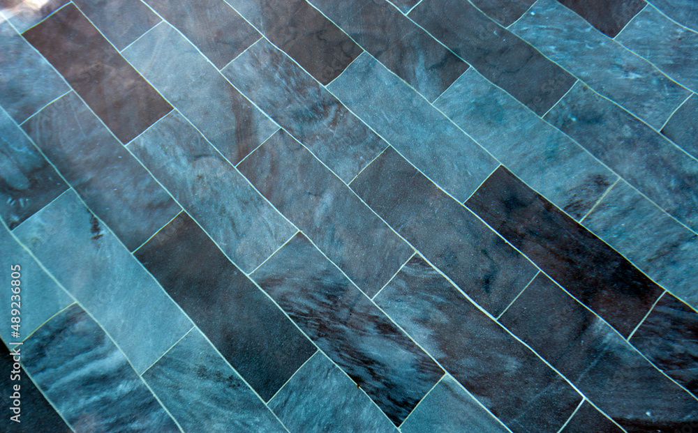 blue stone block background on water pool Stock Photo | Adobe Stock