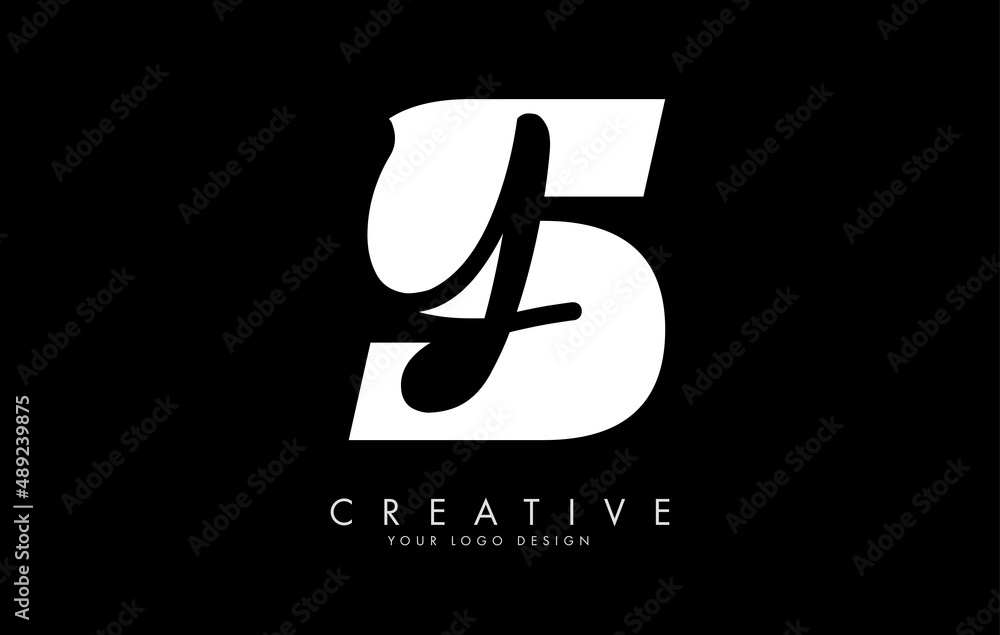 Black and White Letters SY Logo with a minimalist design. Letters S and ...