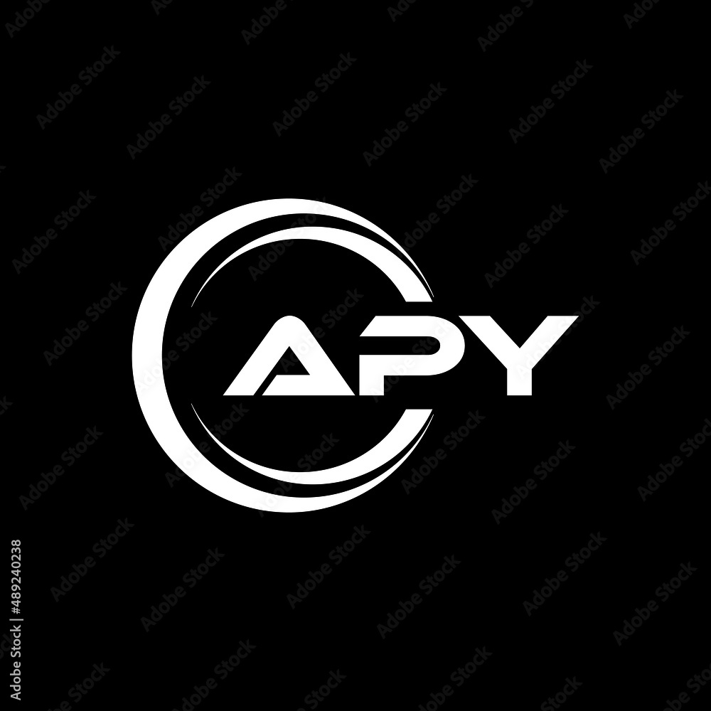 APY letter logo design with black background in illustrator, cube logo ...