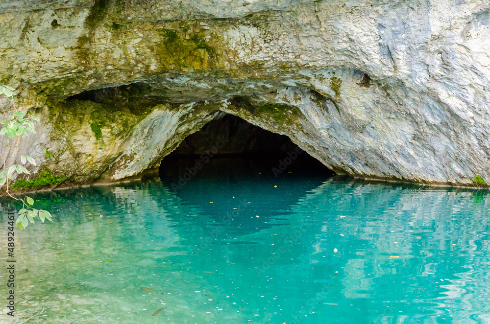 Cave on Korana river in Plitvice Lakes National Park, Croatia ...