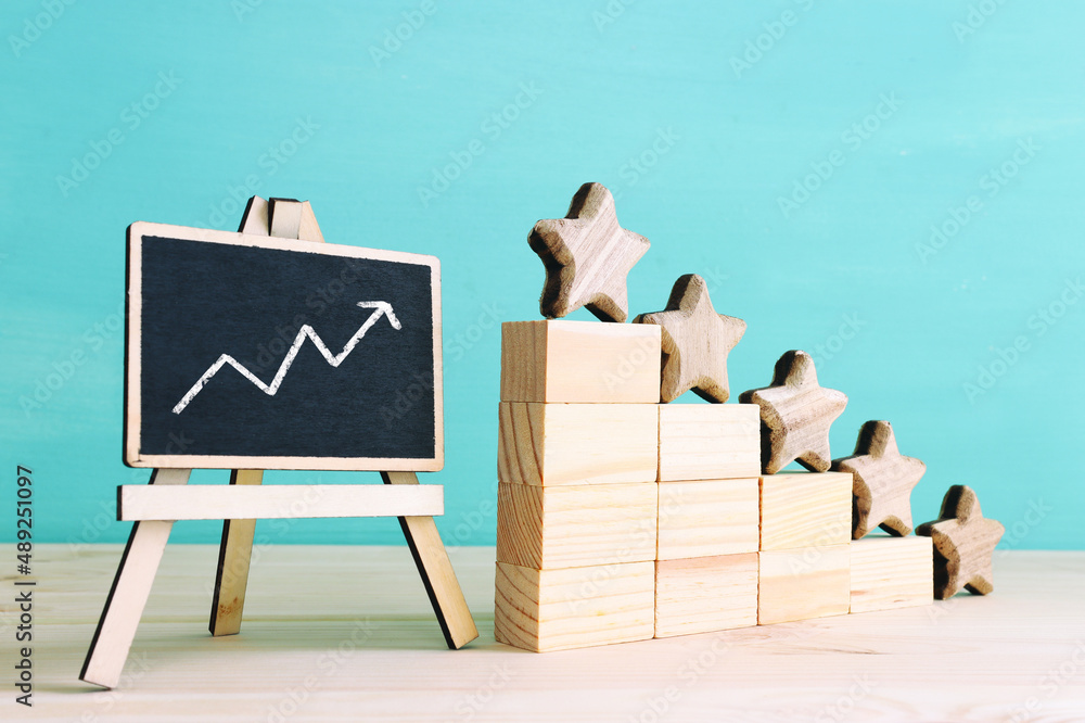 concept image of setting a five star goal. increase rating or ranking ...