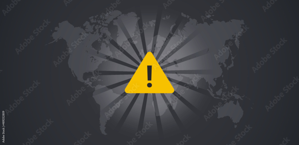 Global warning map horizontal and world alert flat vector illustration ...