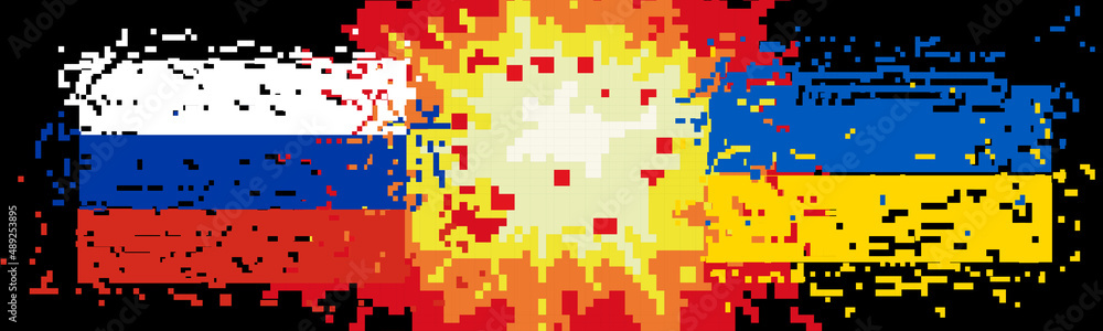WAR Russia against Ukraine. Russian invasion of Ukraine. Pixel art ...