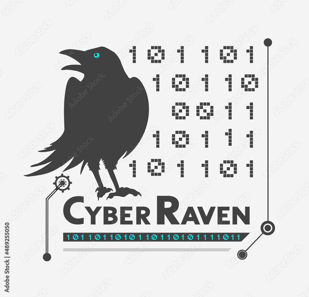 Cyber raven symbol Stock Vector | Adobe Stock