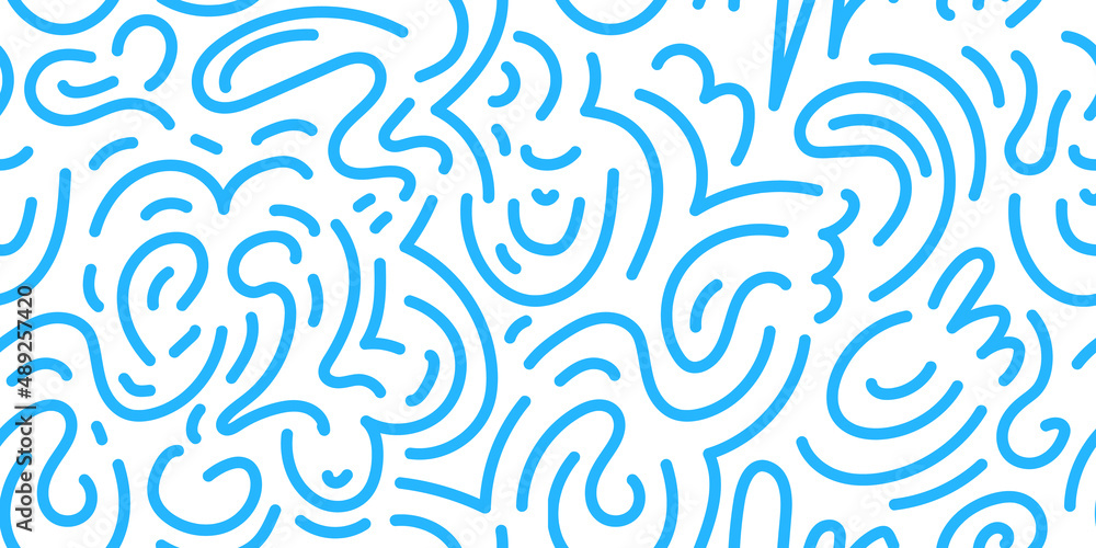 Seamless doodle modern abstract brain texture pattern doodle hand drawn ...