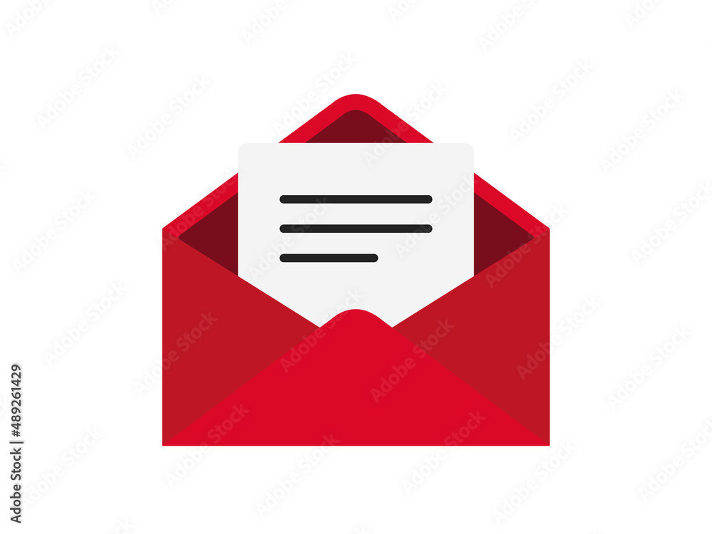 Red mail icon. Envelope mail illustration. New mail sign. E-mail vector ...