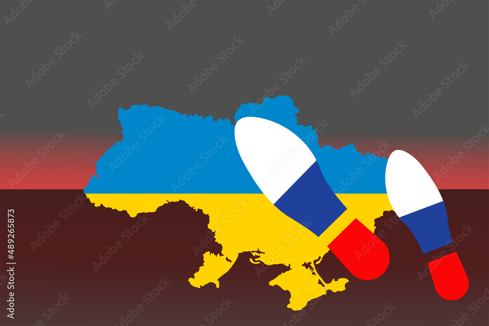 Russian invasion of Ukraine. Map of Ukraine filled with the colors of ...