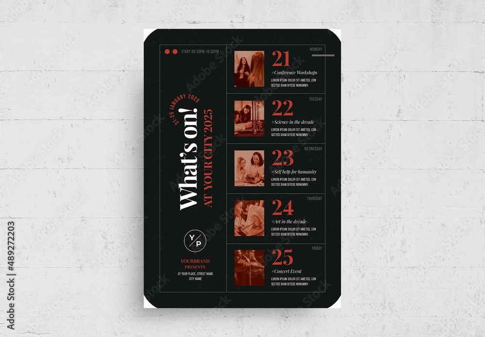 What Is on Gig Guide Event Schedule Flyer Poster Stock Template | Adobe ...