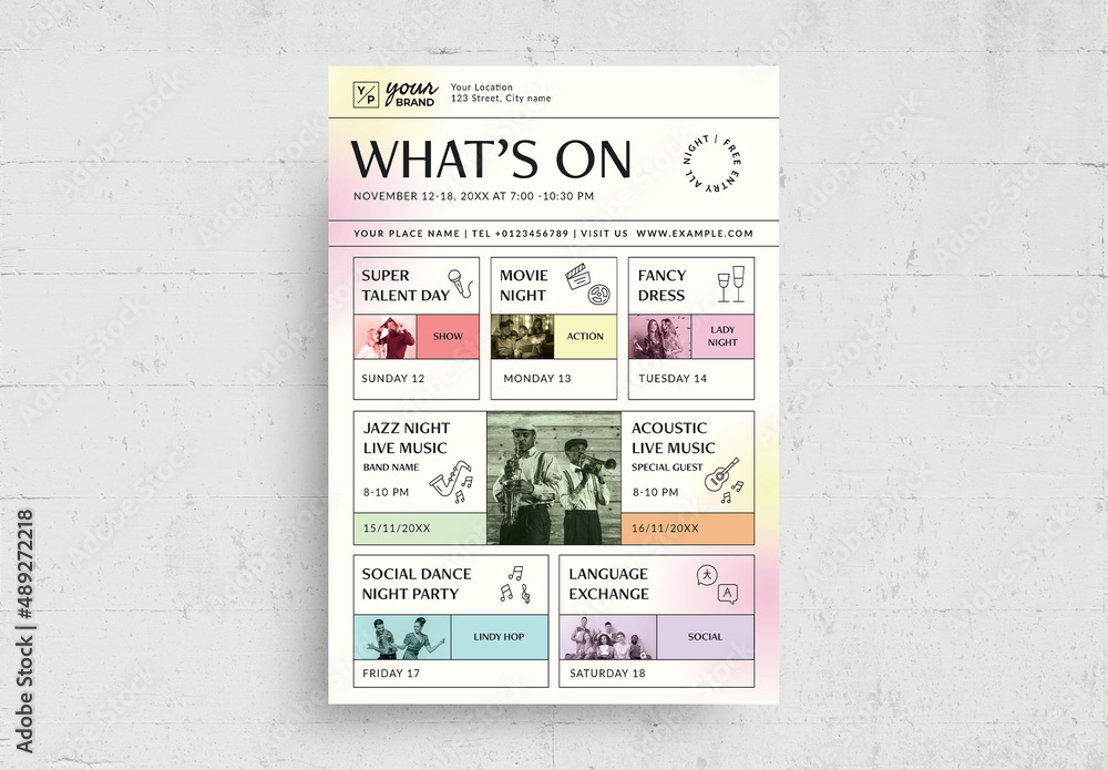 Modern What Is on Event Schedule Flyer Poster Layout Stock Template ...