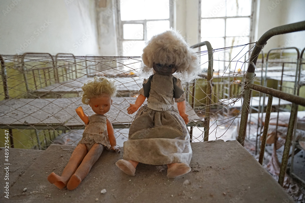 Fotografia do Stock: Interior of abandoned kindergarten with scary ...